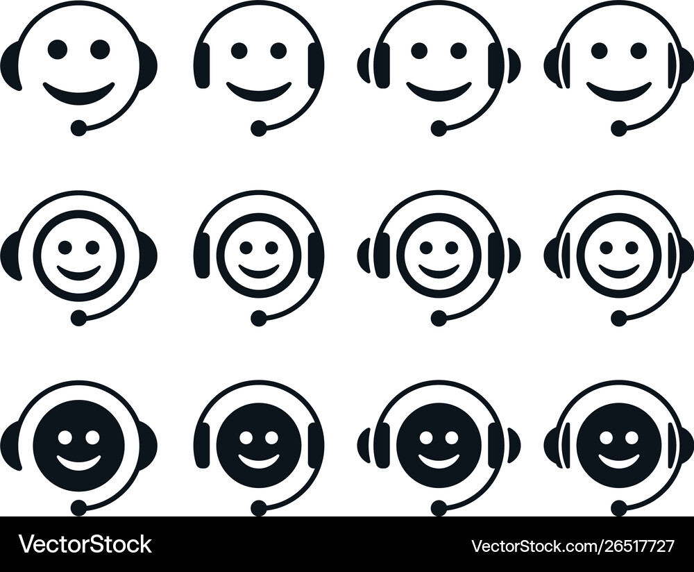 Call center emoticon symbols Royalty Free Vector Image