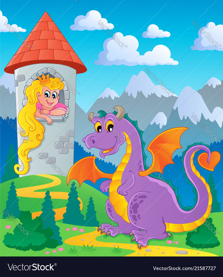 Dragon theme image 3 Royalty Free Vector Image