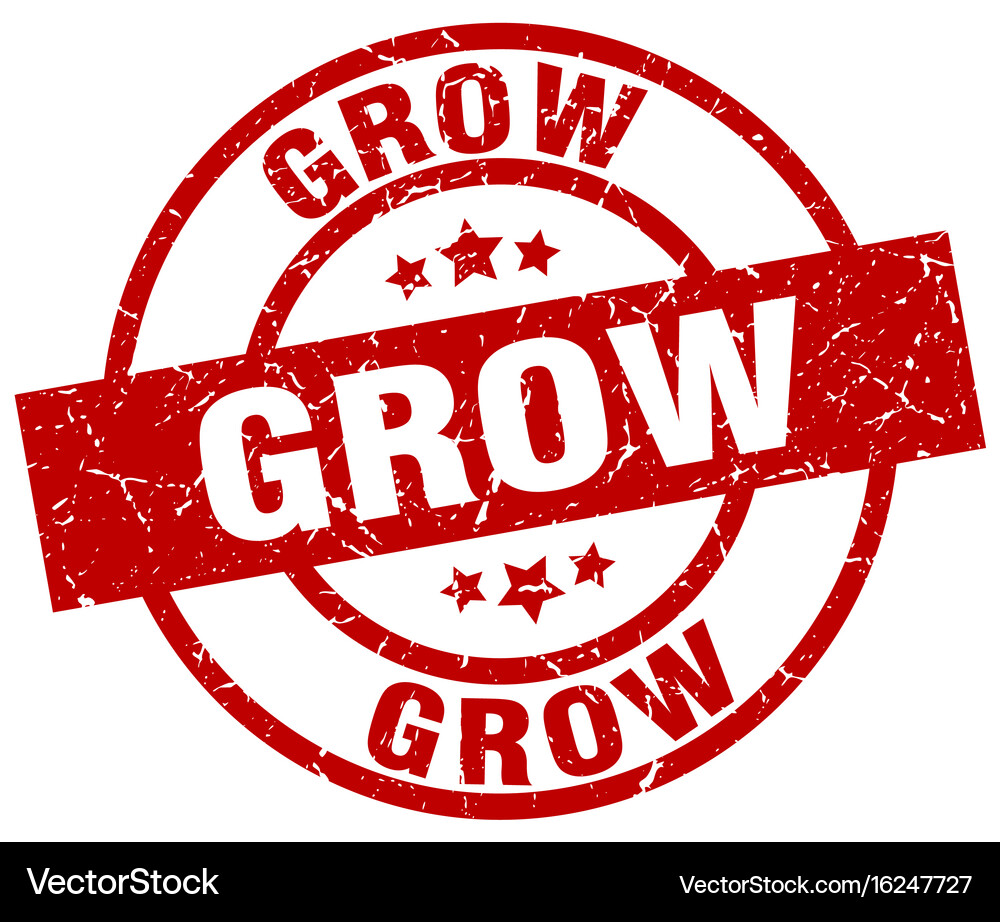 Grow round red grunge stamp Royalty Free Vector Image