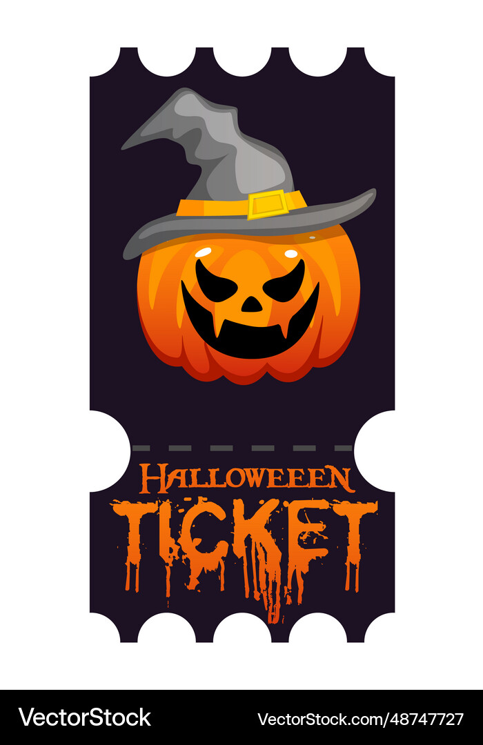 Halloween party ticket template with pumpkin Vector Image