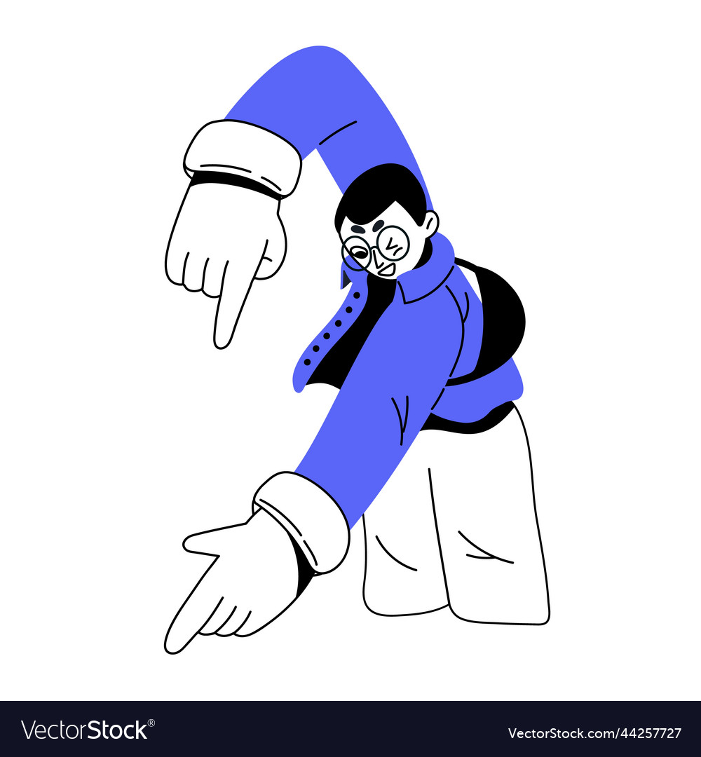 Happy person advertising smth pointing down Vector Image Happy person advertising smth pointing down Vector Image