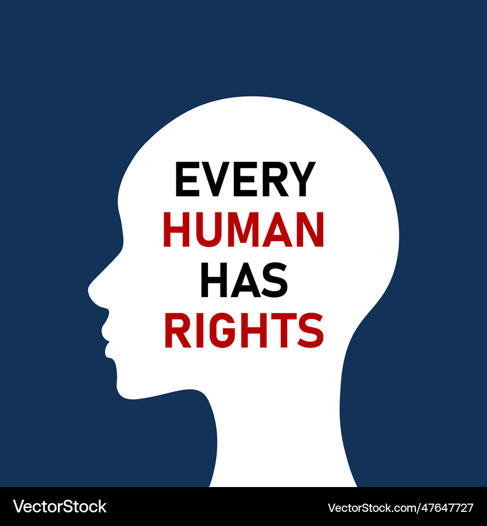 Human rights poster with a portrait silhouette Vector Image