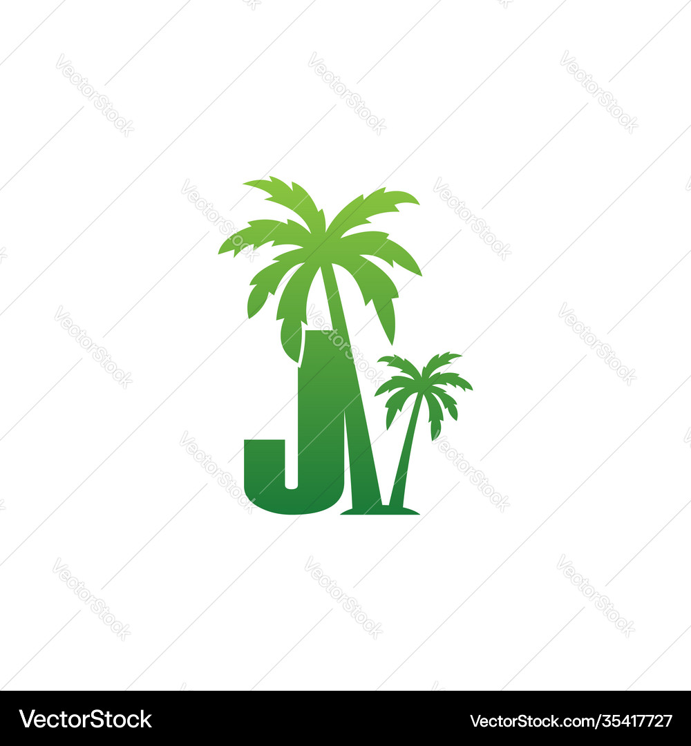 Letter j logo and coconut tree icon design Vector Image