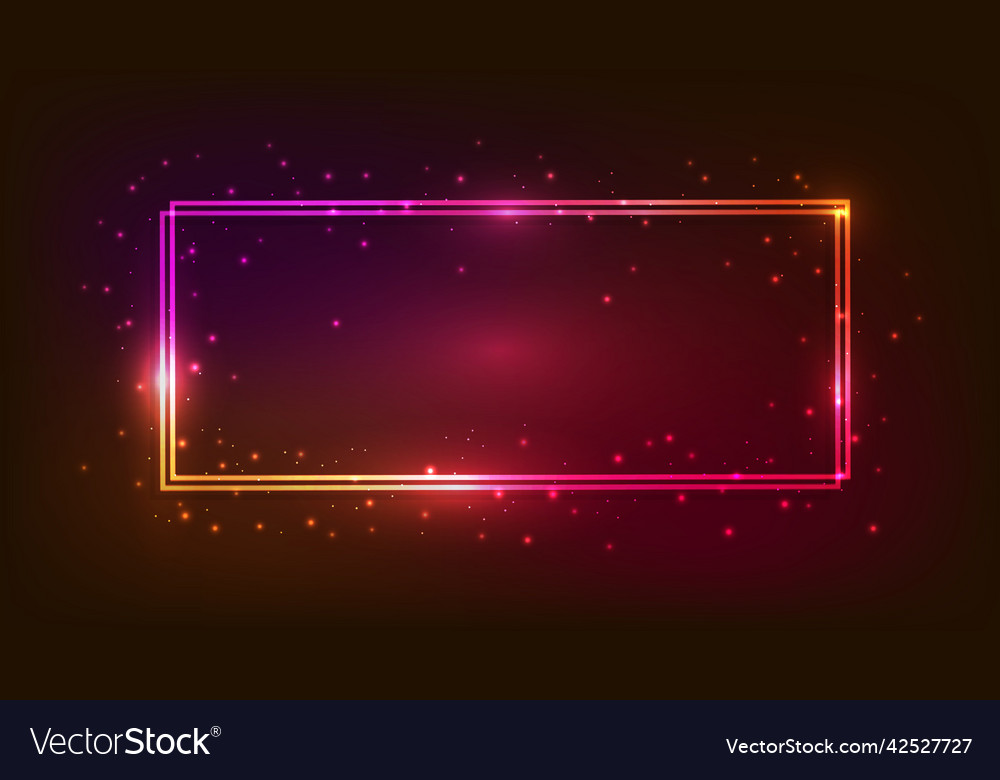 Neon double rectangular frame Royalty Free Vector Image