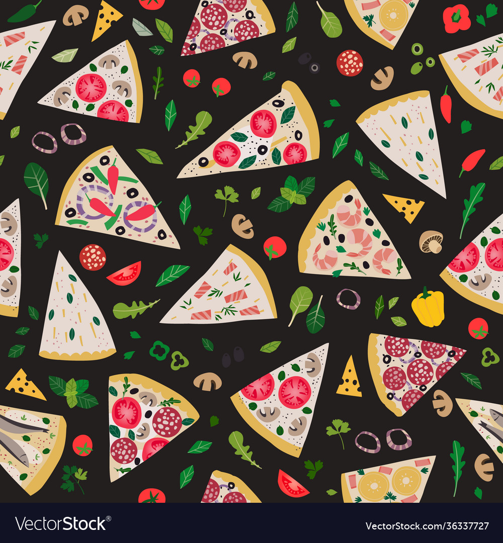 Pizza seamless pattern Royalty Free Vector Image