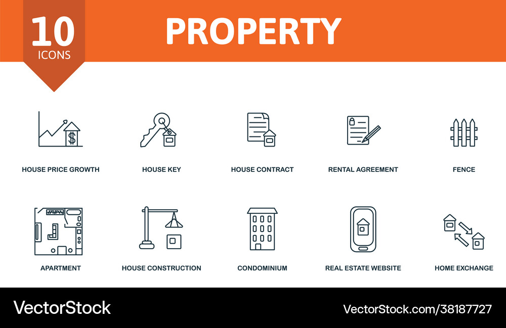 Property icon set contains editable icons real Vector Image