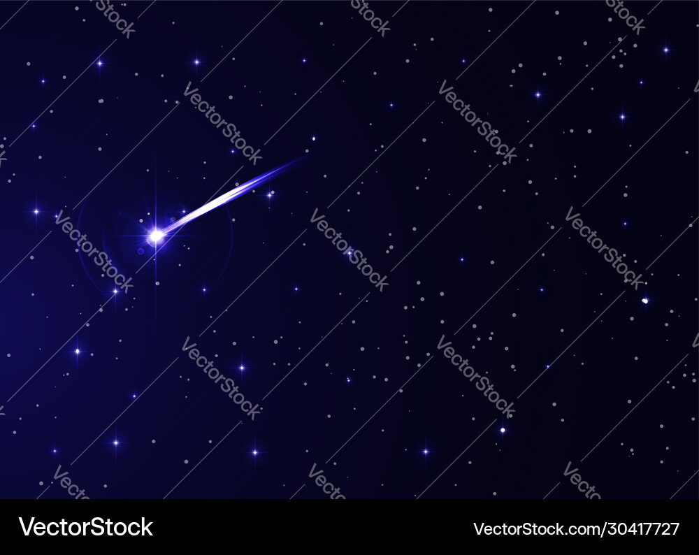 Shooting star background against dark blue starry Vector Image