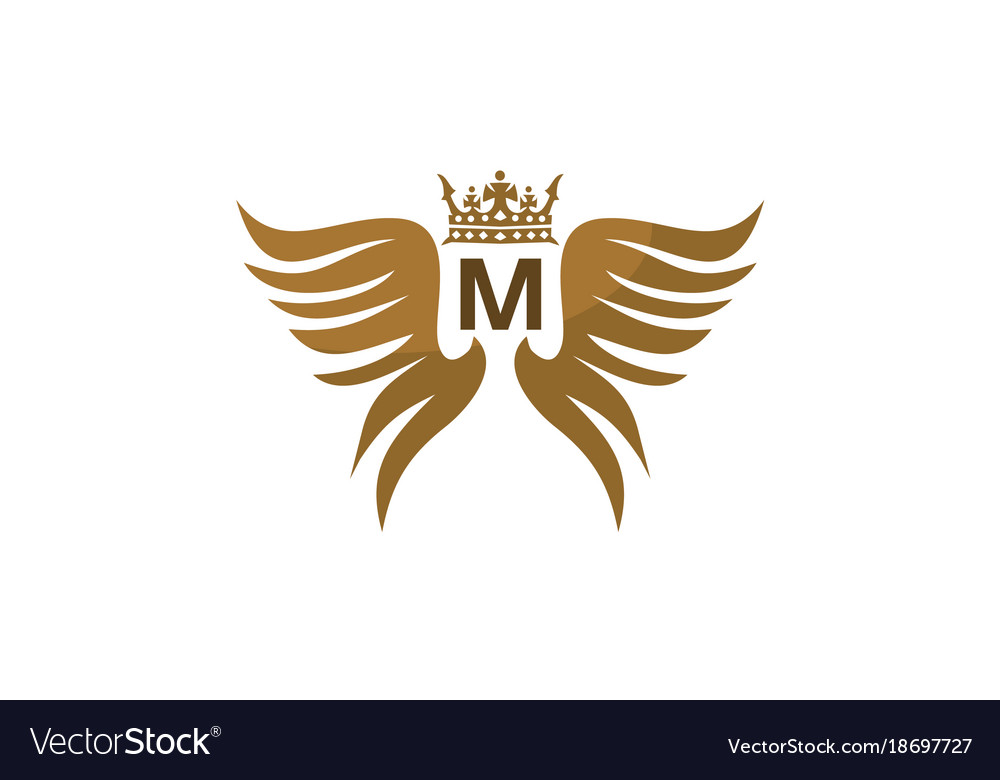 Wing shield crown initial m Royalty Free Vector Image