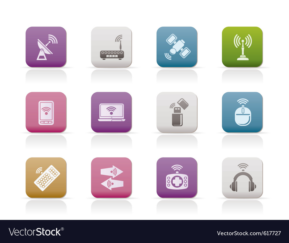 Wireless and communication technology icons Vector Image
