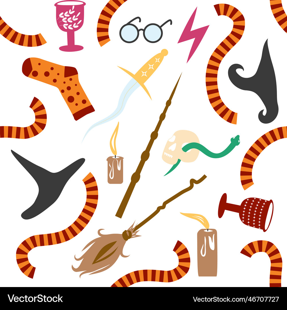 Witches school of magical objects seamless Vector Image