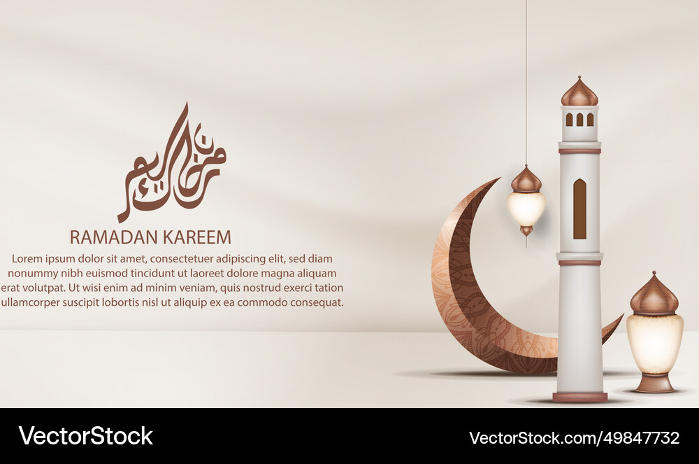 A poster for ramadan with a crescent and a lamp Vector Image