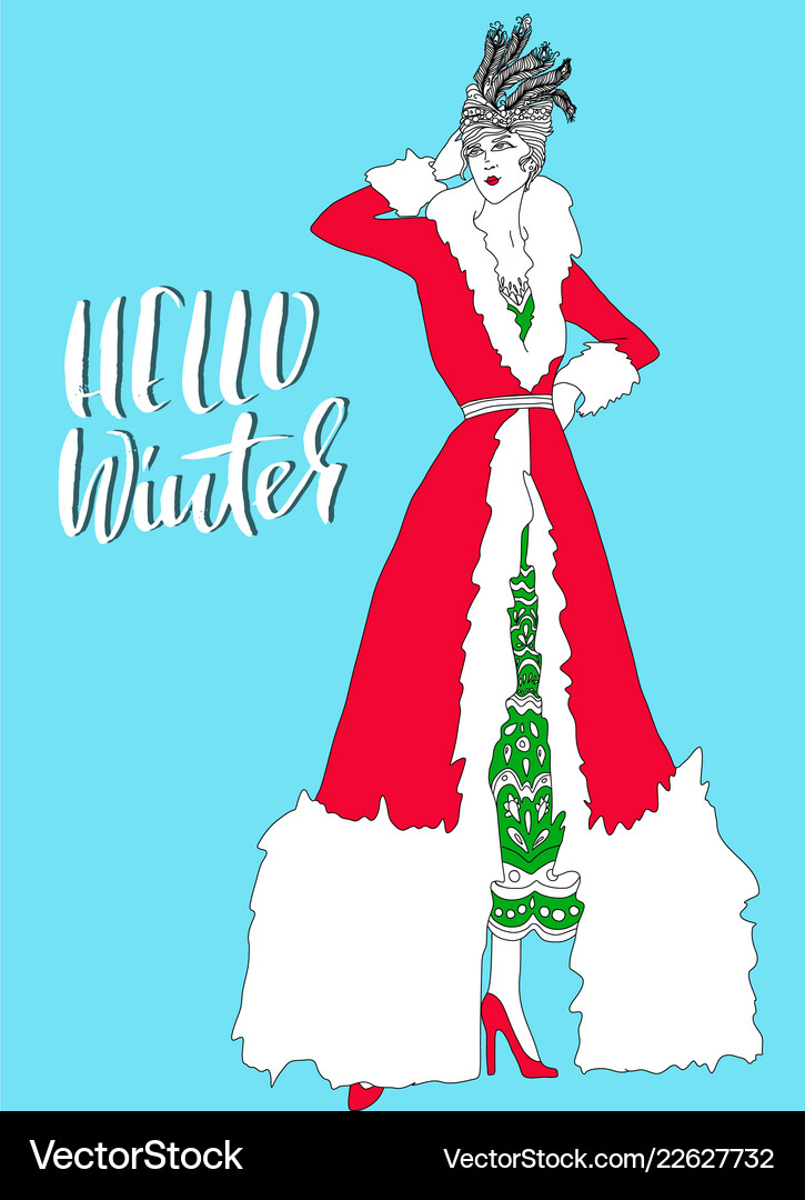 Beautiful retro style woman Royalty Free Vector Image