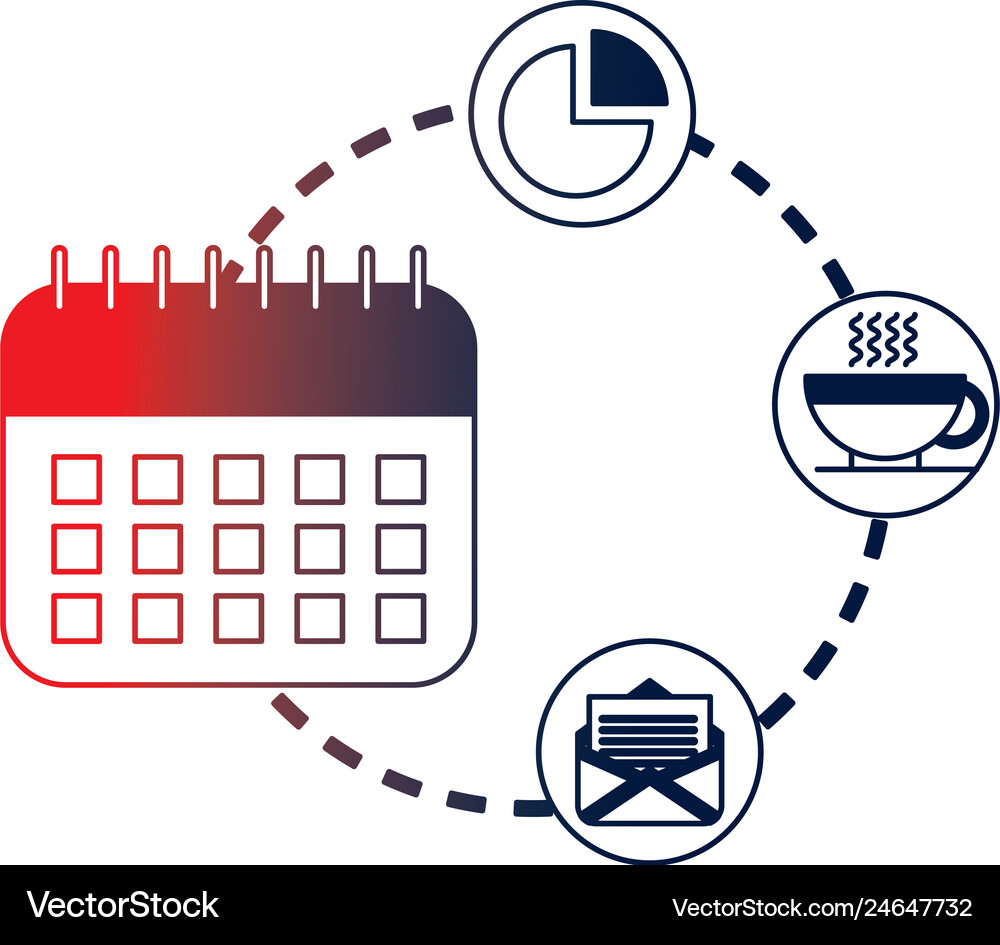 Calendar reminder with set icons isolated icon Vector Image