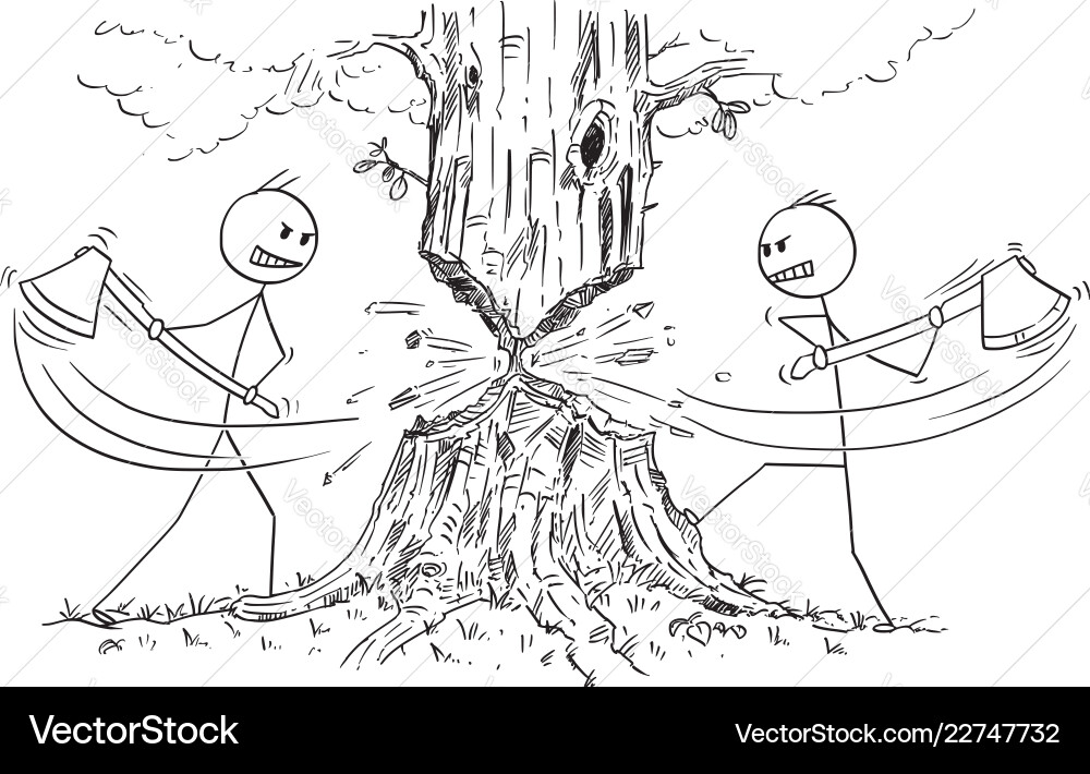 Cartoon two lumberjacks with ax who are Royalty Free Vector