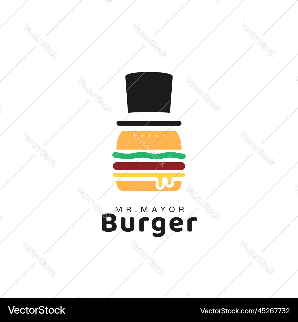 City mayor burger restaurant logo burger Vector Image