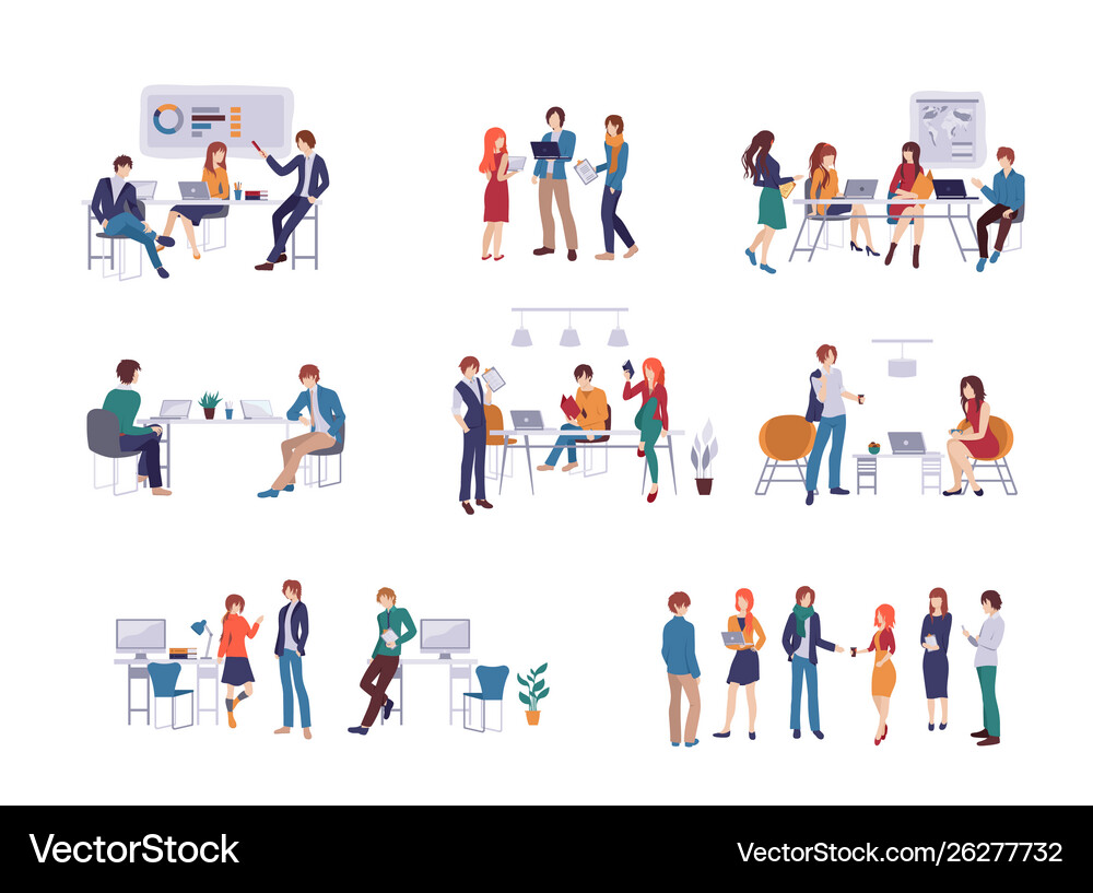 Colorful set in flat cartoon style Royalty Free Vector Image