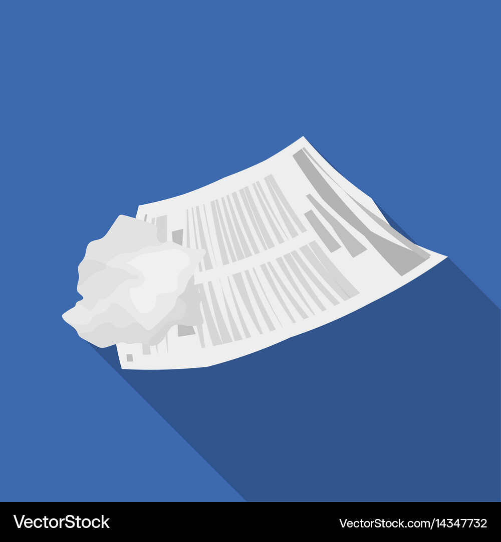 Crumpled paper icon in flate style isolated Vector Image