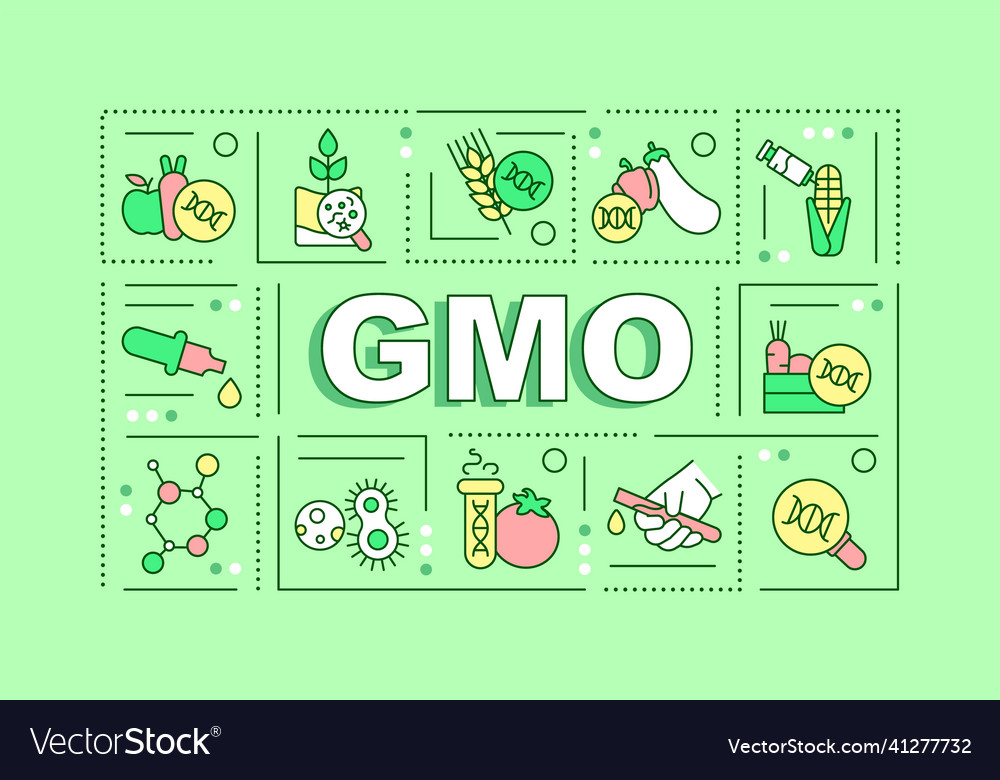 Gmo word concepts green banner Royalty Free Vector Image