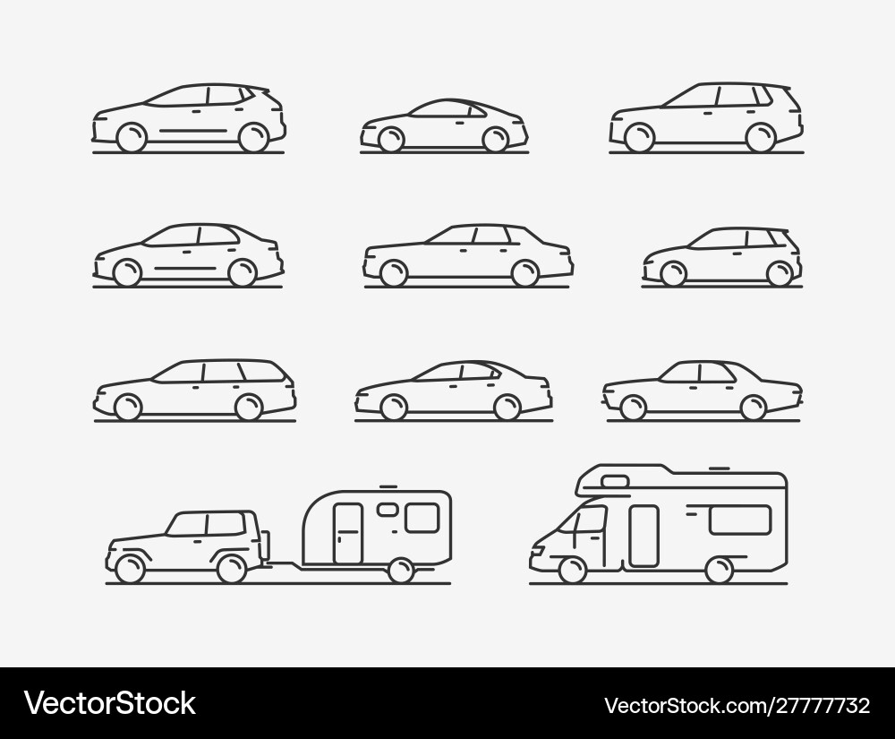 Icon set transportation car transport symbol Vector Image