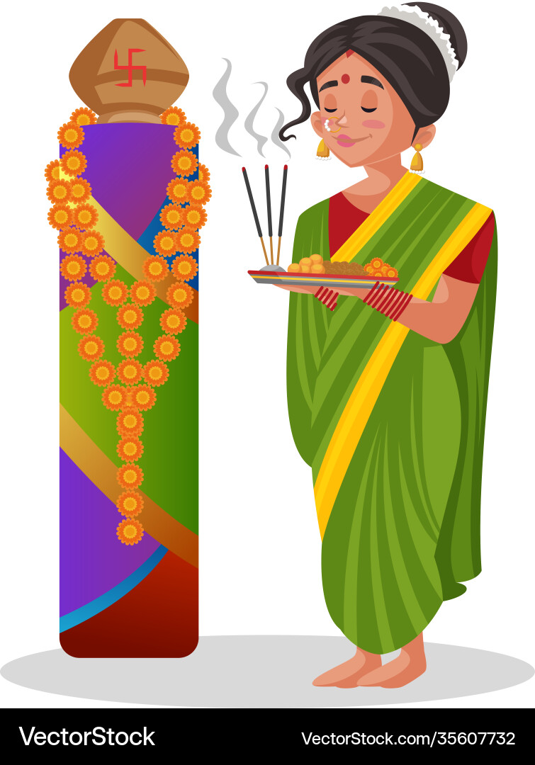 Indian marathi woman cartoon Royalty Free Vector Image