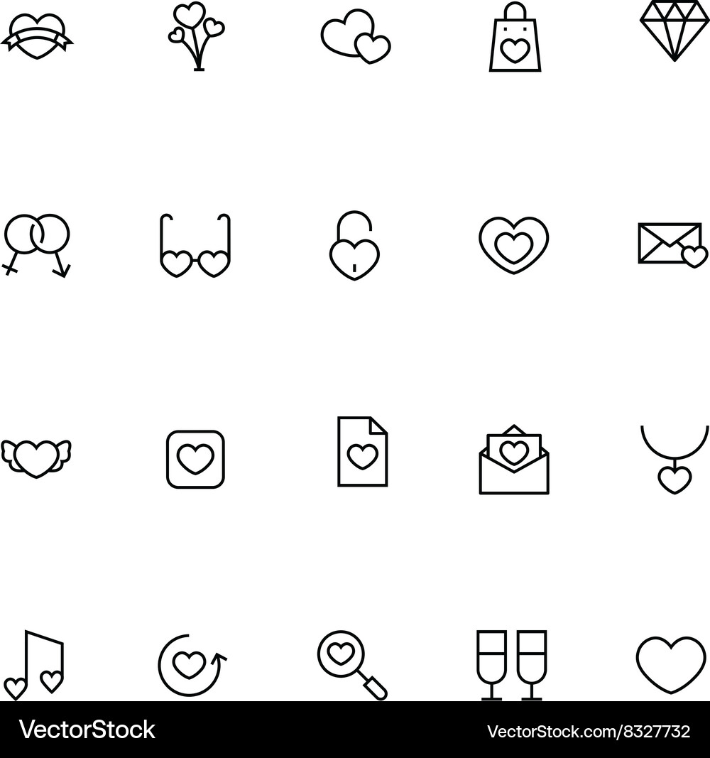 Love and romance line icons 2 Royalty Free Vector Image