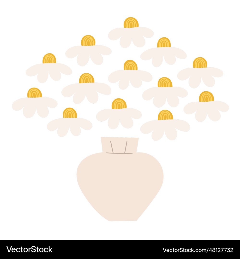 Lush bouquet with simple abstract daisy flowers Vector Image