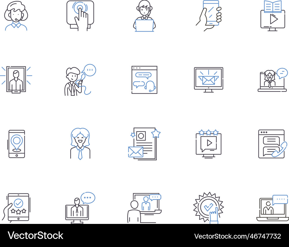 Mass media outline icons collection Royalty Free Vector
