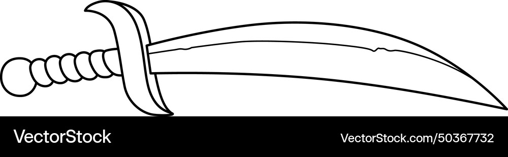 Pirate cutlass isolated coloring page for kids Vector Image