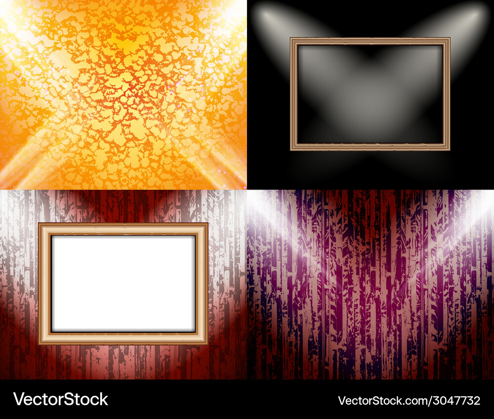 Set of blank frame on a color wall lighting Vector Image