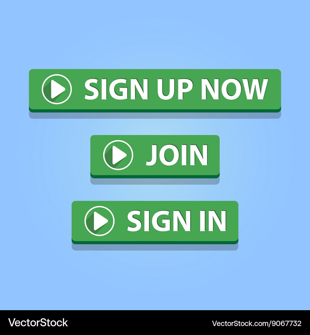 Sign Up Buttons - Green Color Royalty Free Vector Image