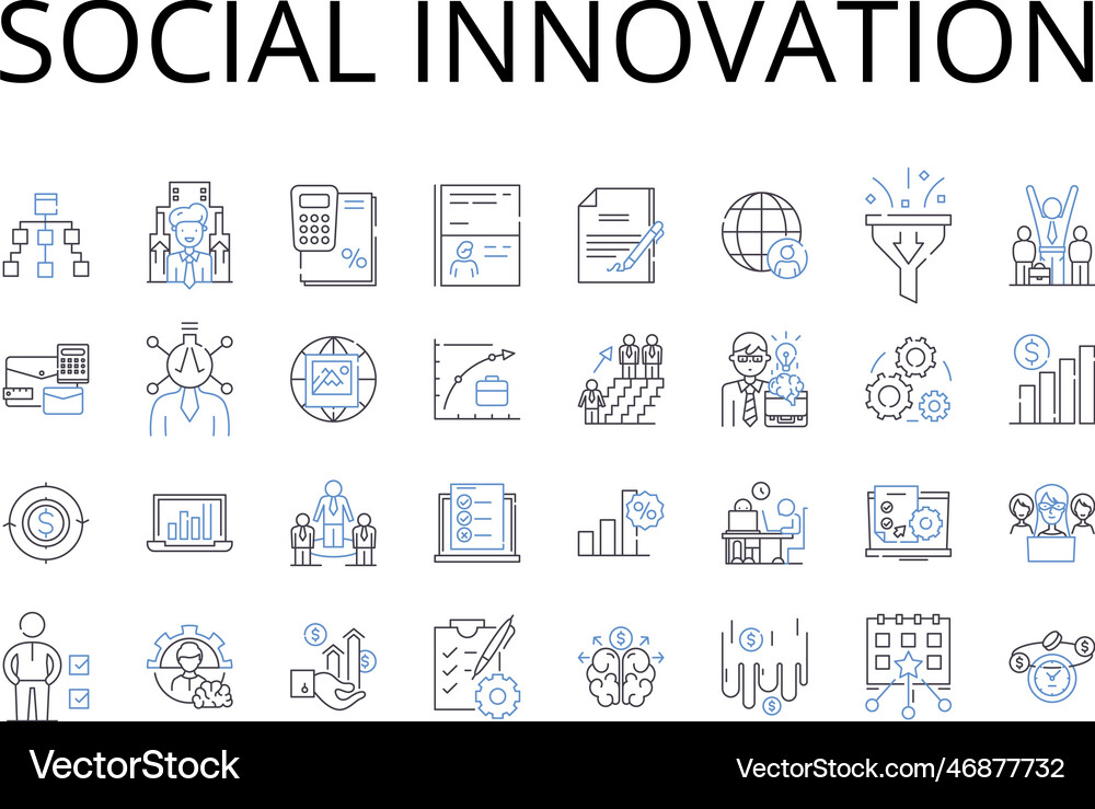 Social innovation line icons collection Royalty Free Vector