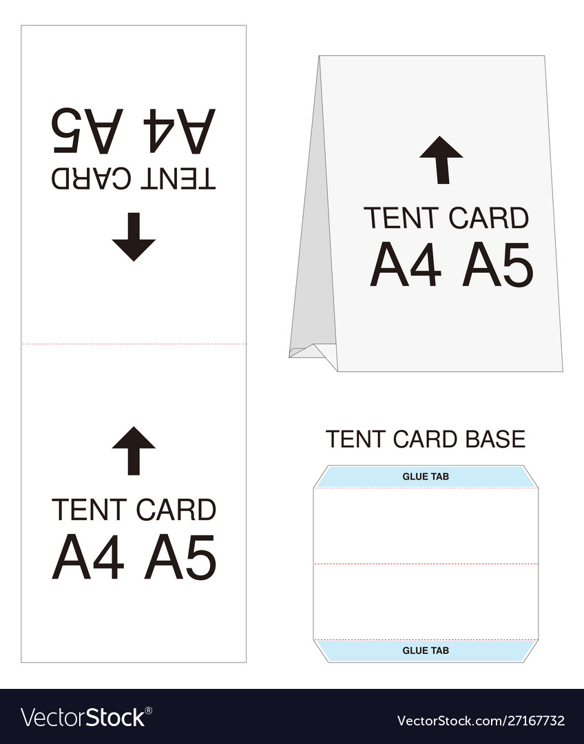 Tent Card A4 A5 Size Mock Up Die cut Royalty Free Vector