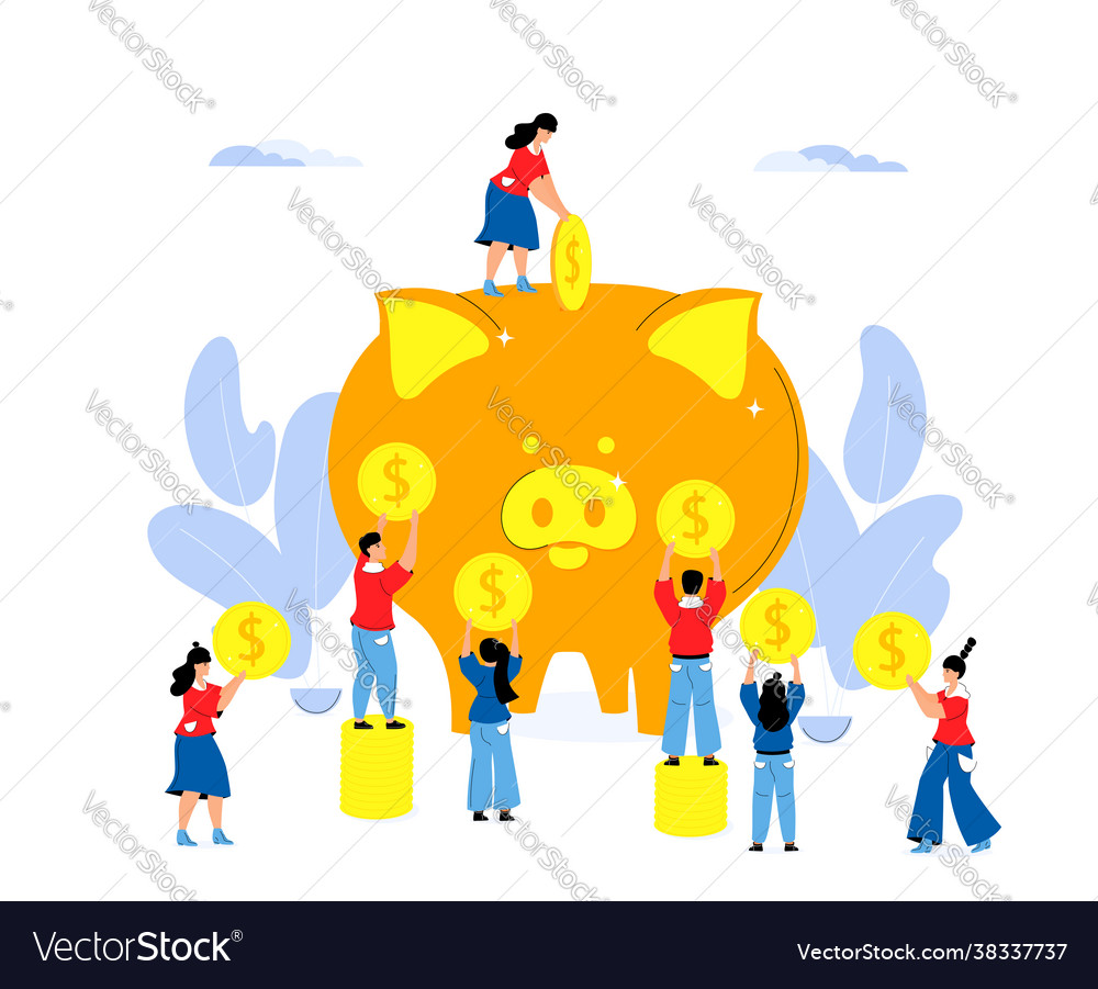 Accumulating money saving concept tiny Royalty Free Vector