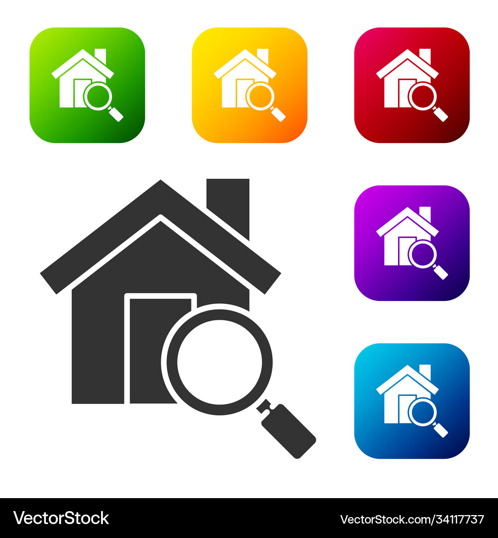 Black search house icon isolated on white Vector Image