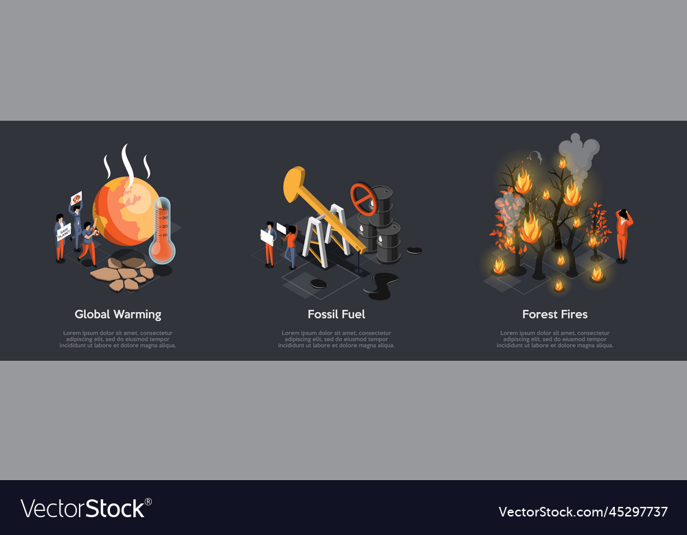 Concept of global warming fossil fuel and forest Vector Image