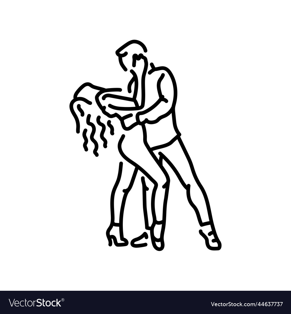 Couple dancing bachata color line icon pictogram Vector Image
