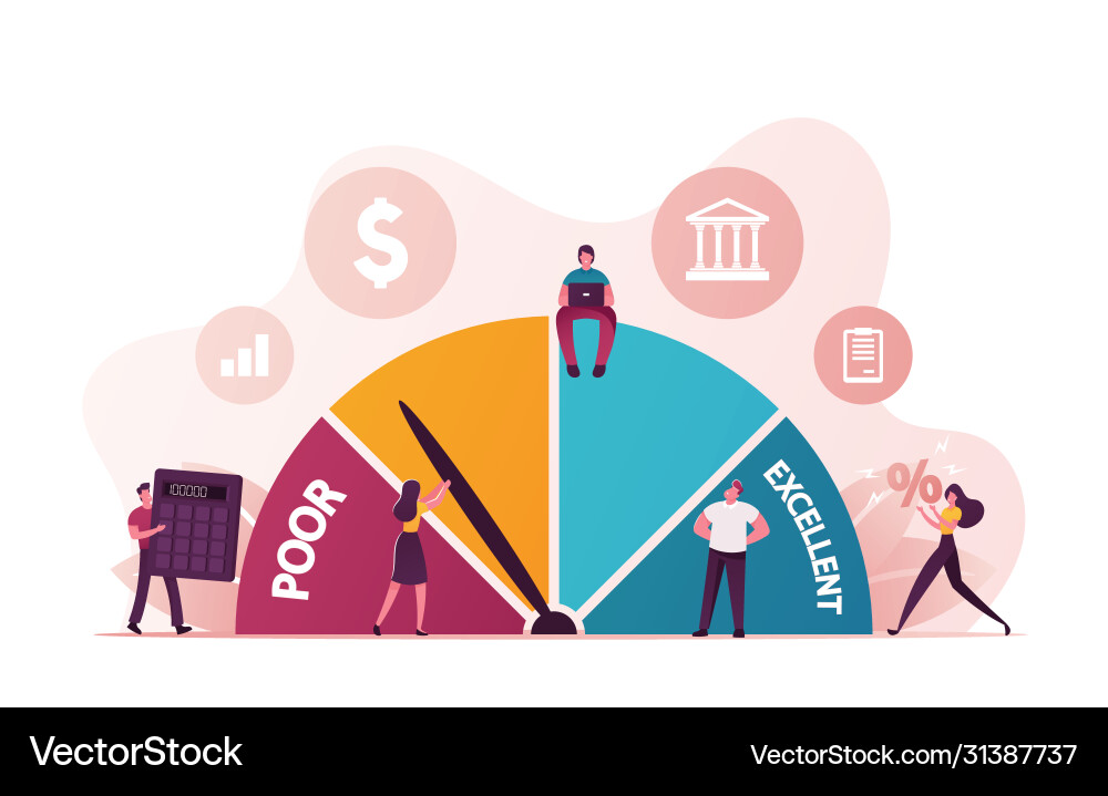 Credit score rating based on debt reports showing Vector Image