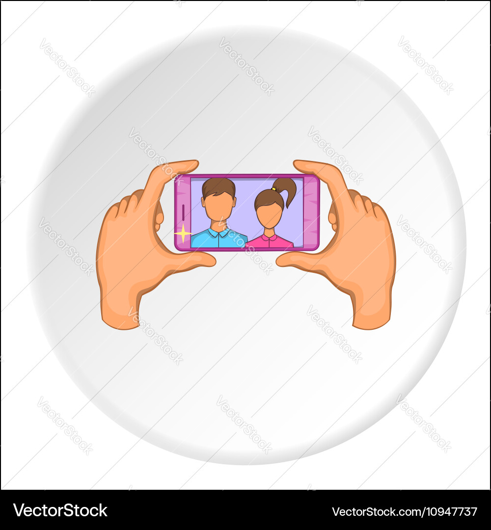 Hands photographed on cell phone icon Royalty Free Vector