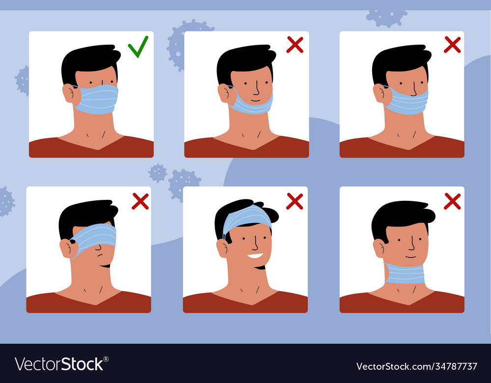 How to wearing a face mask Royalty Free Vector Image