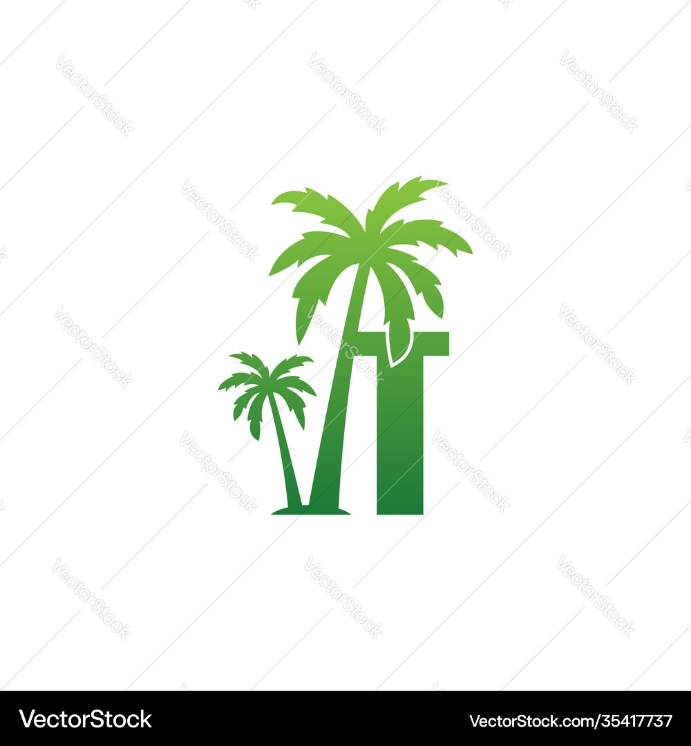 Letter t logo and coconut tree icon design Vector Image