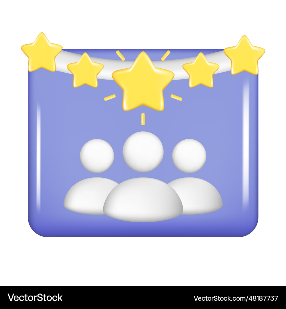 Realistic 3d people group with 5 golden stars Vector Image
