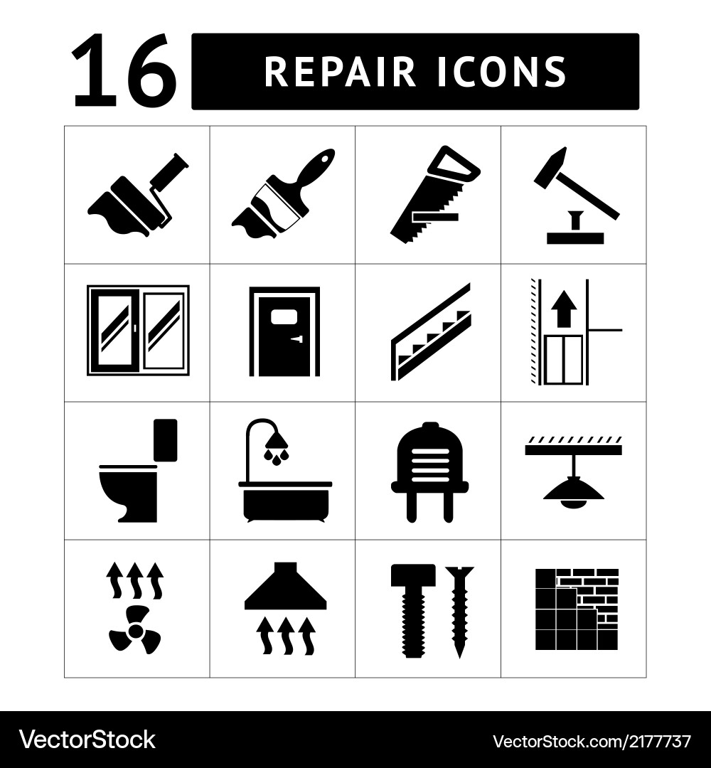 Set icons repair and building Royalty Free Vector Image
