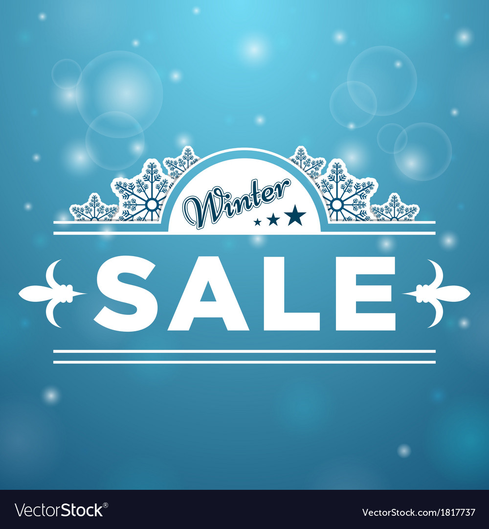 Signboard winter sale tree stars Royalty Free Vector Image