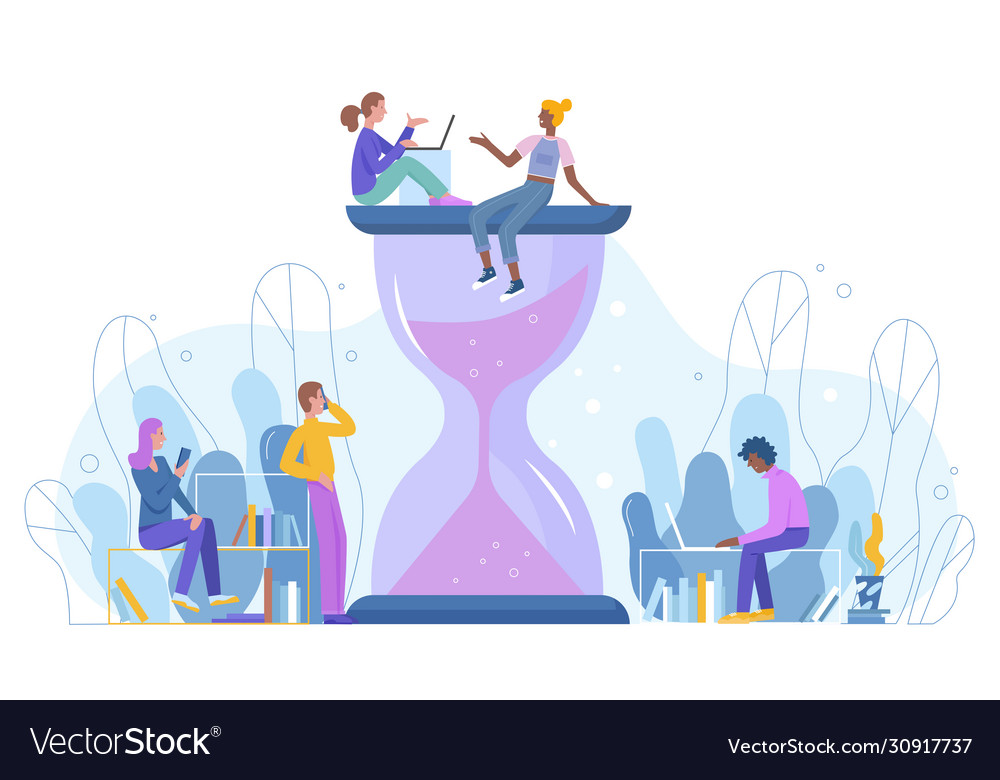 Time management and deadline teamwork character Vector Image Time management and deadline teamwork character Vector Image