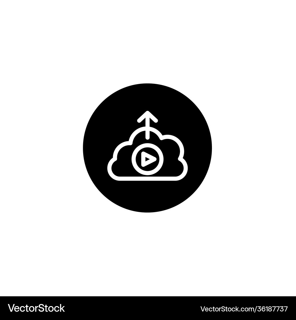 Video upload icon in black round style icon pixel Vector Image