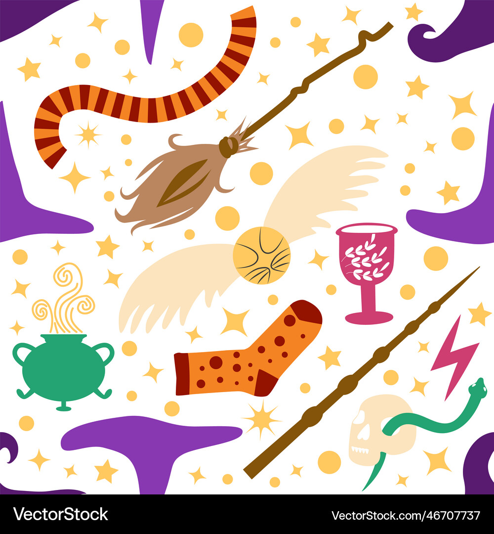 Witches school of magical objects seamless Vector Image