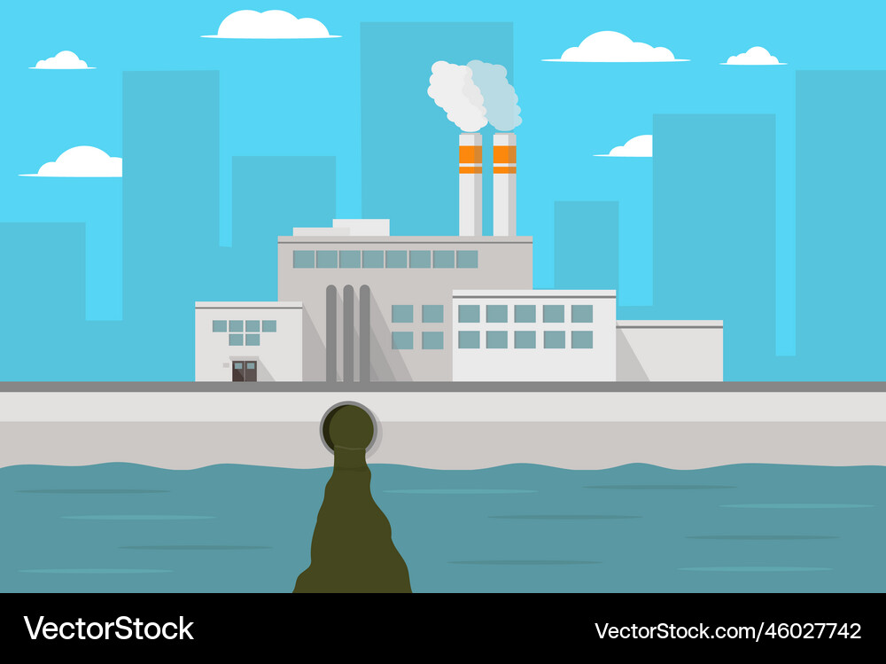 A factory with smoke power plant technological Vector Image