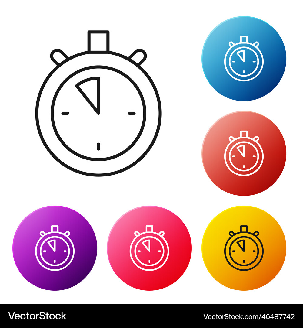 Black line stopwatch icon isolated on white Vector Image