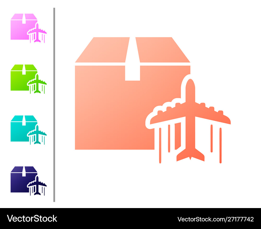 Coral plane and cardboard box icon isolated Vector Image