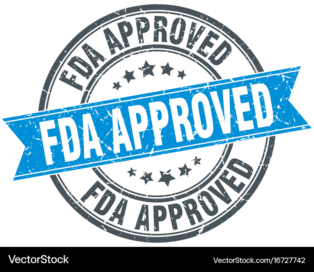 Fda approved round grunge ribbon stamp Royalty Free Vector